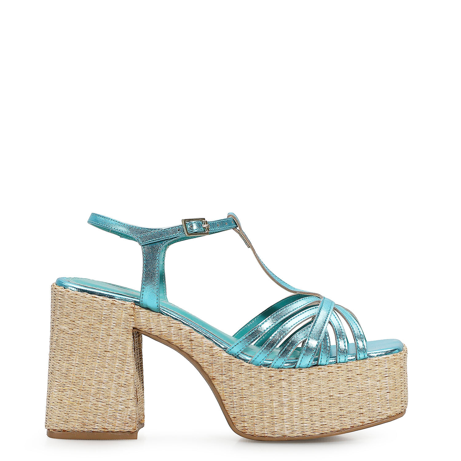 Sandália Yara - Alternativo Azul/Ráfia