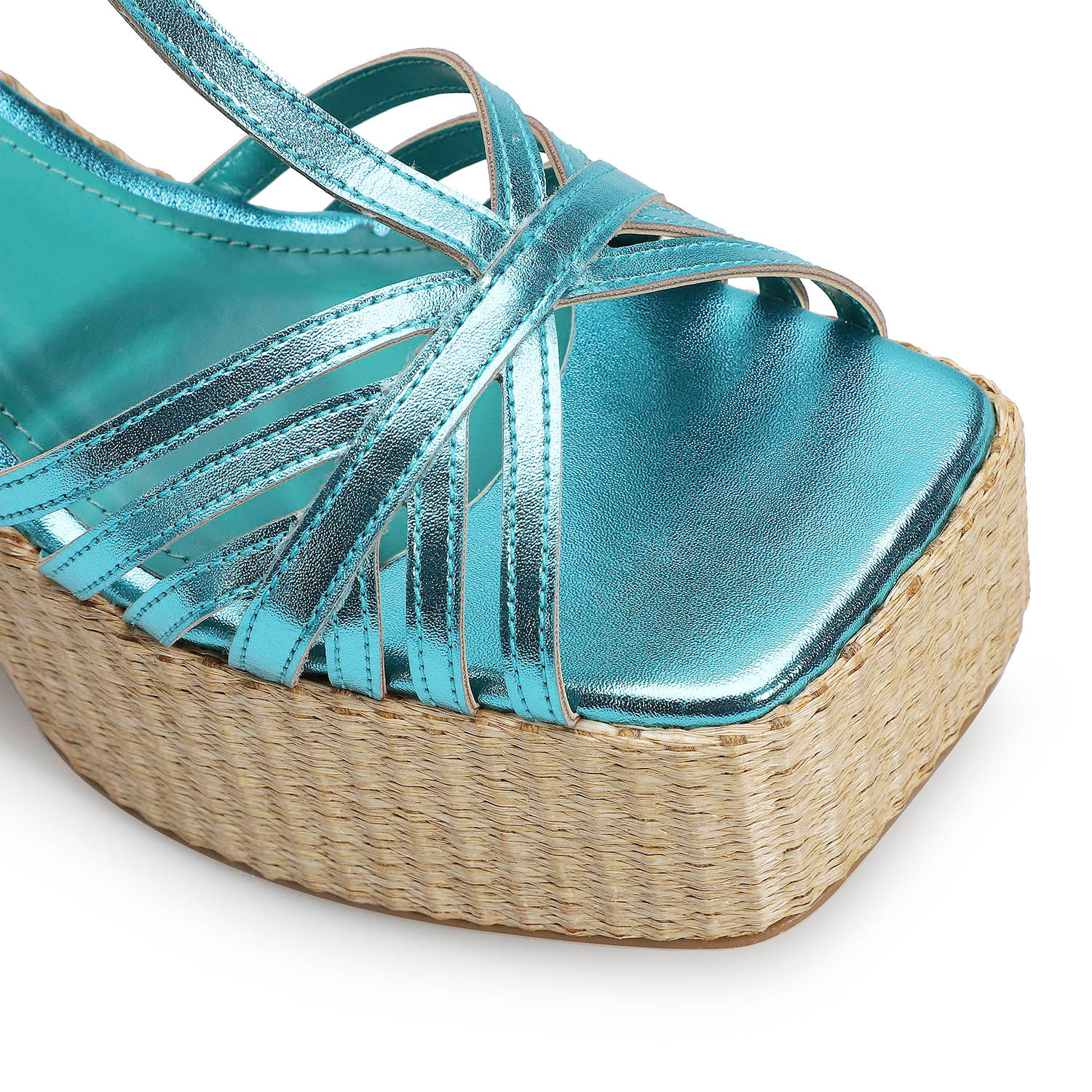 Sandália Yara - Alternativo Azul/Ráfia