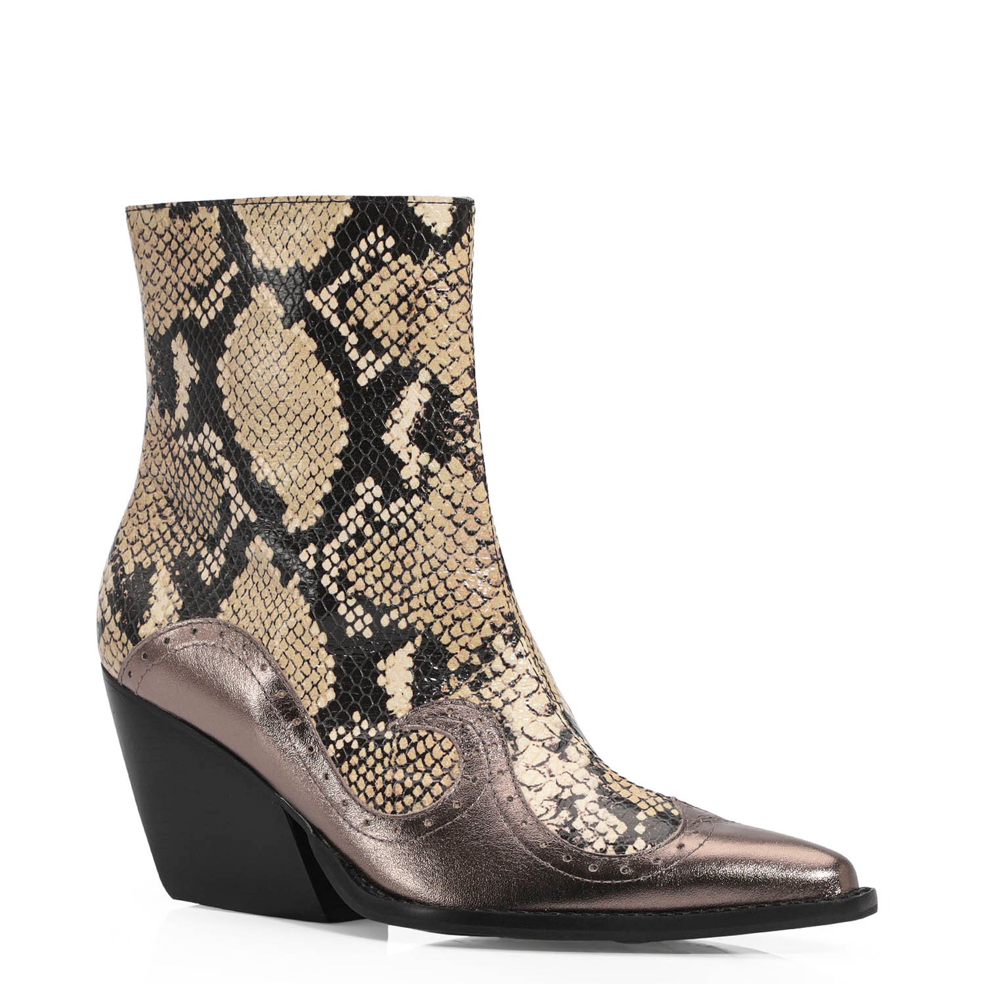 Bota Western - Couro Python/Prata