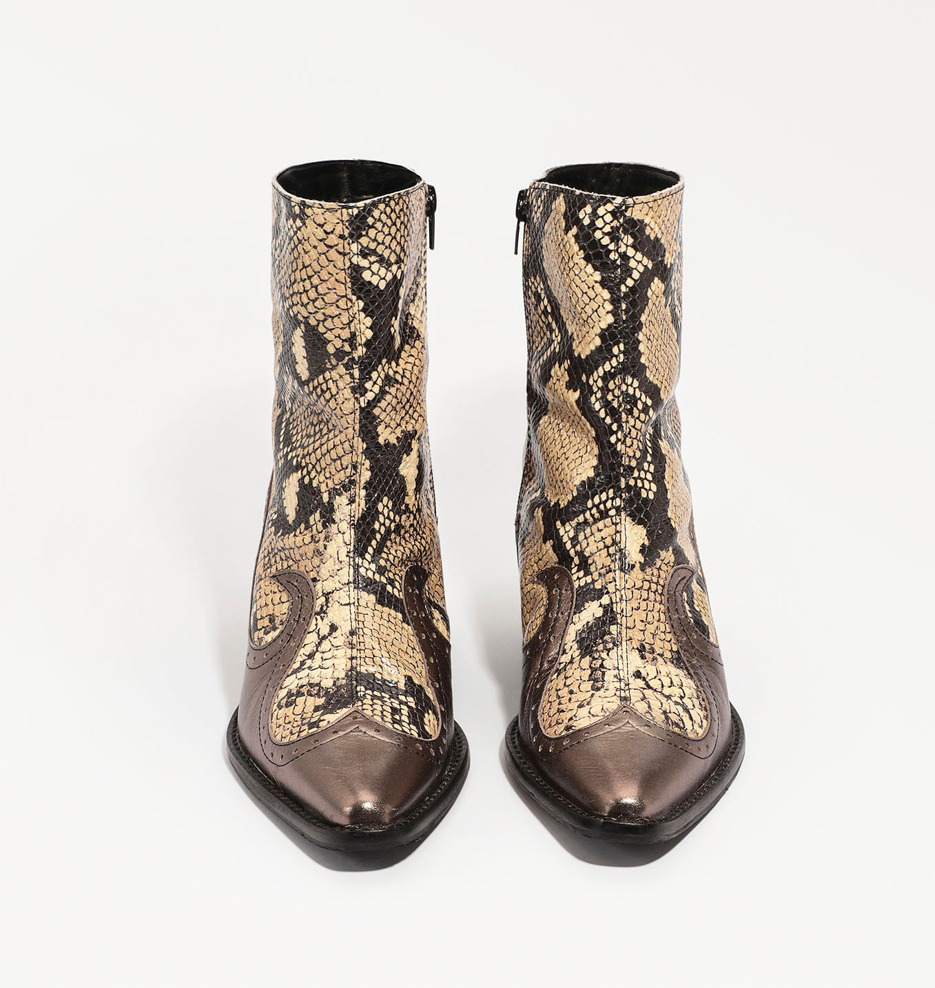 Bota Western - Couro Python/Prata