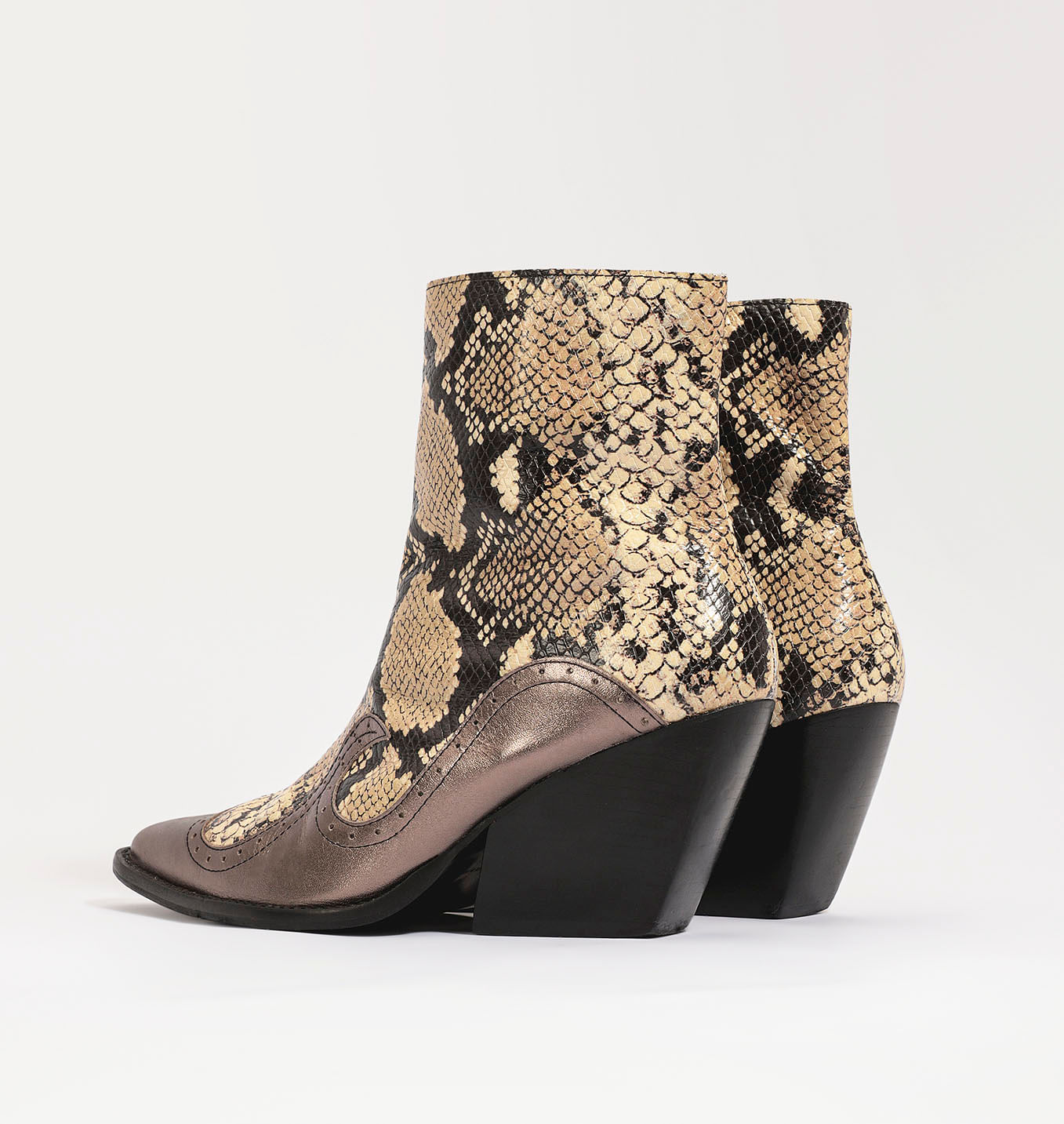 Bota Western - Couro Python/Prata