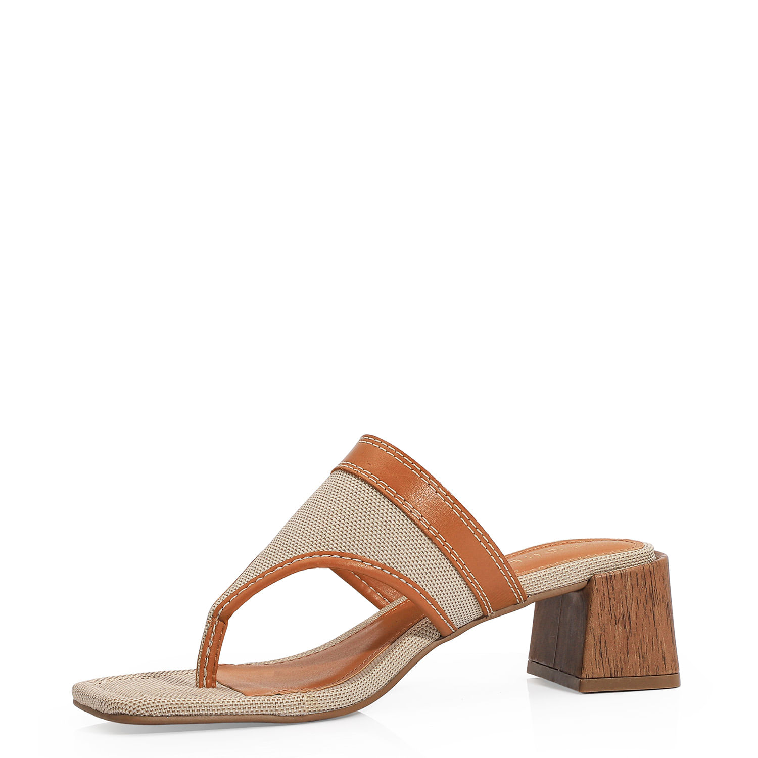 Sandália - Linho/Couro Caramelo
