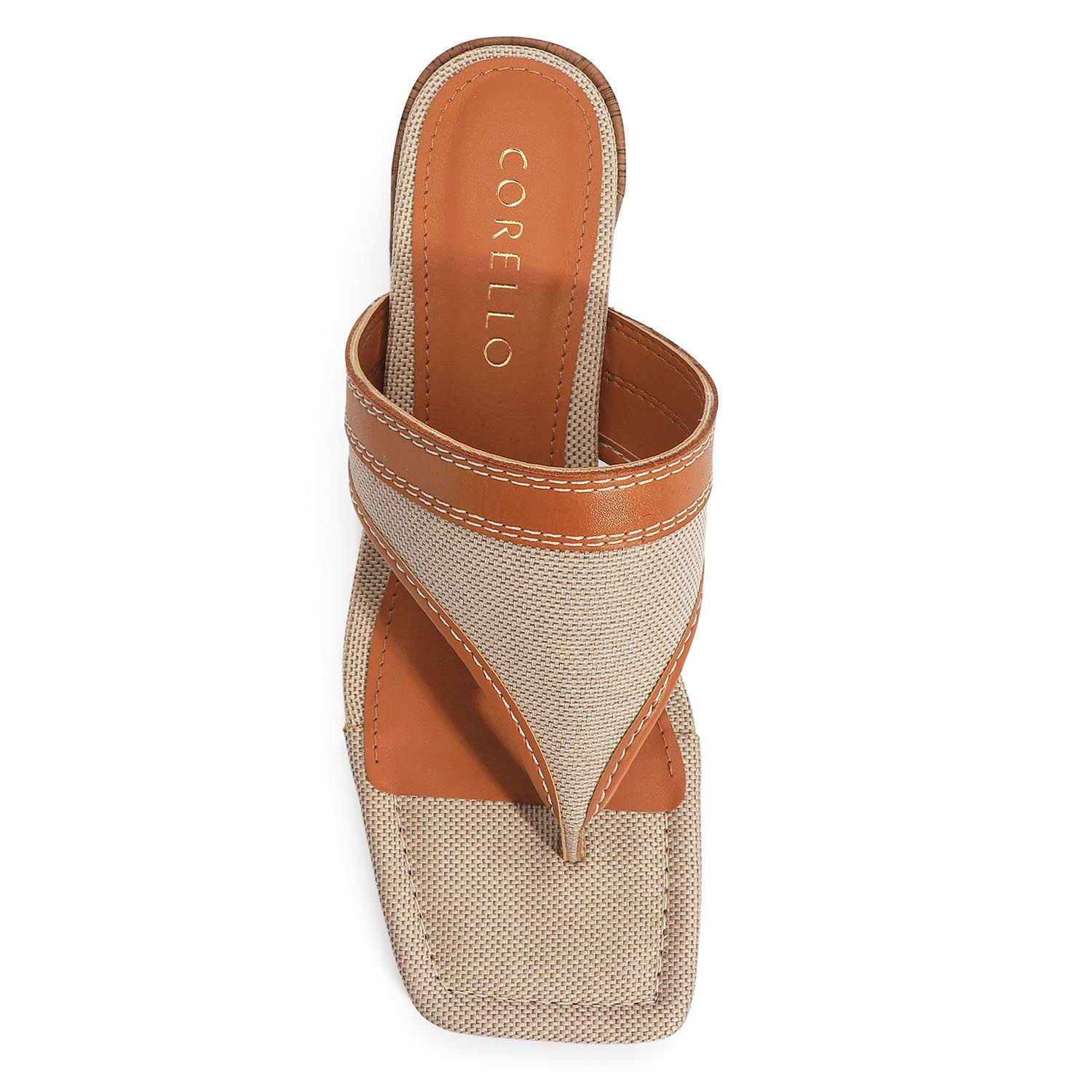 Sandália - Linho/Couro Caramelo