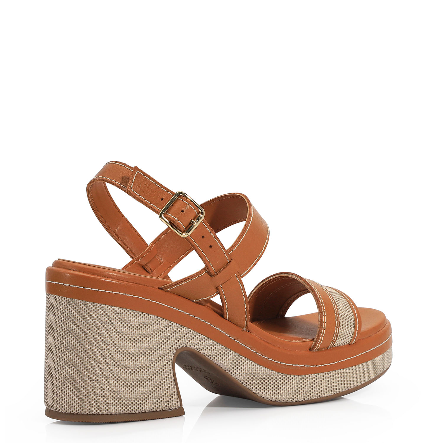 Sandália - Linho/Couro Caramelo