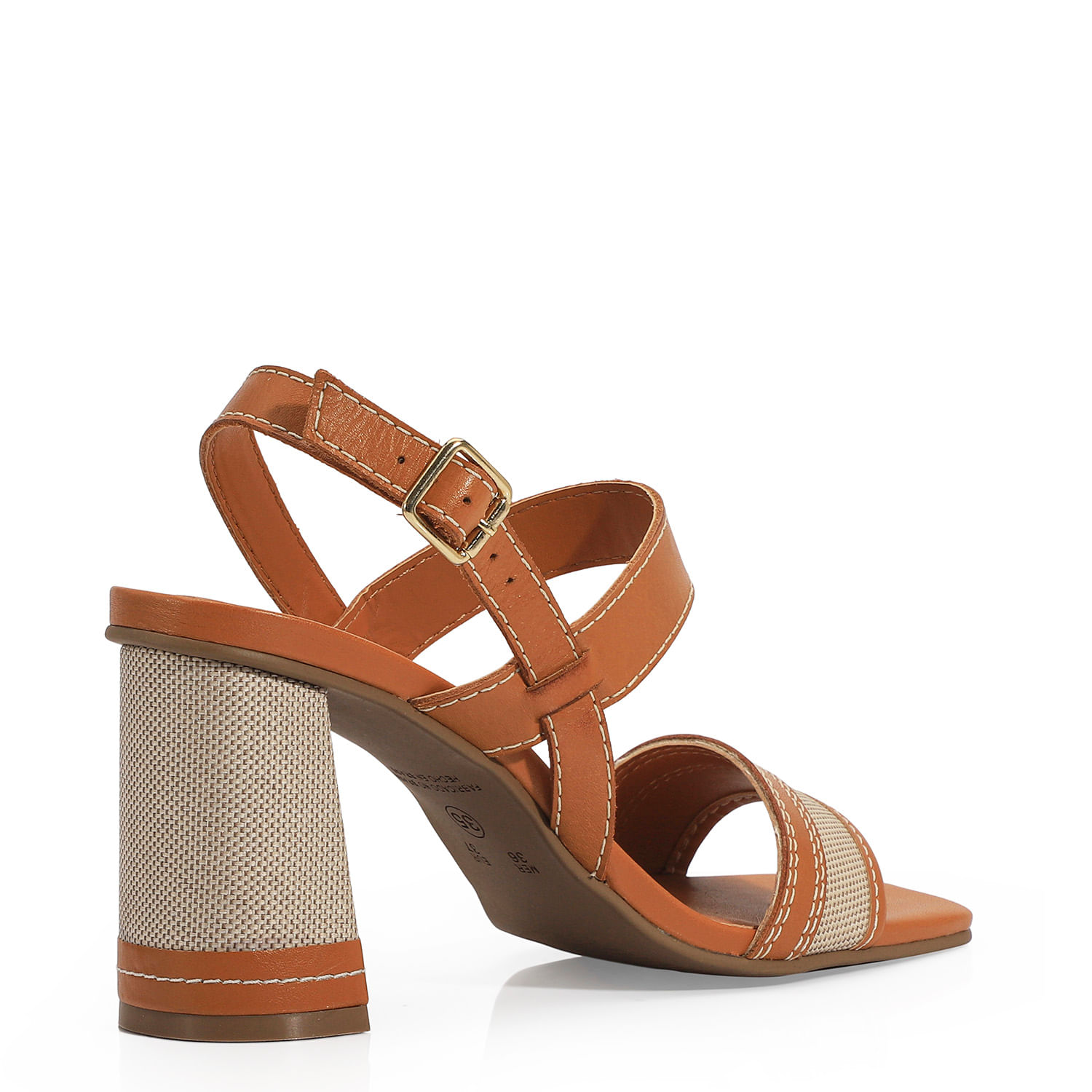 Sandália - Linho/Couro Caramelo