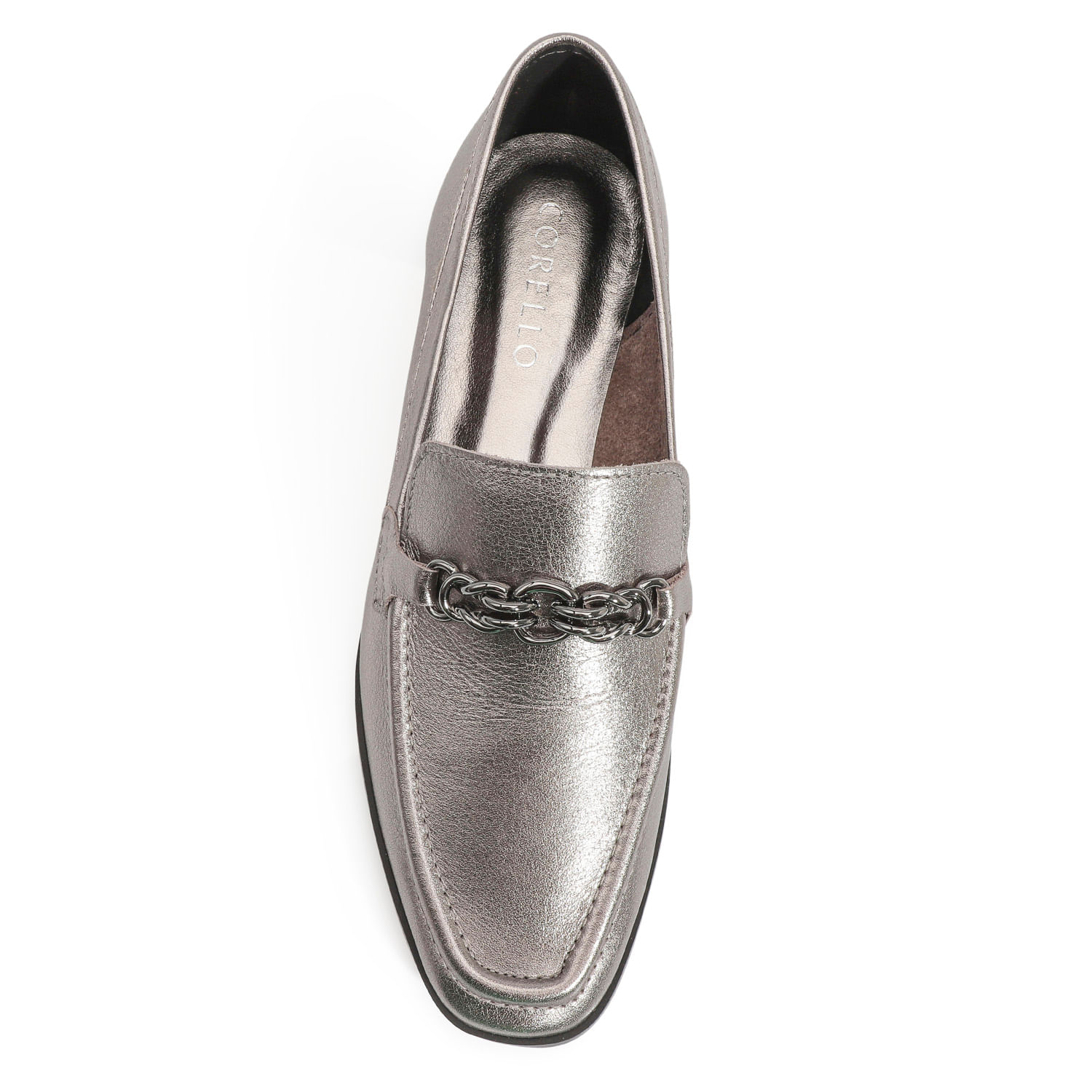 Mocassim - Couro Prata